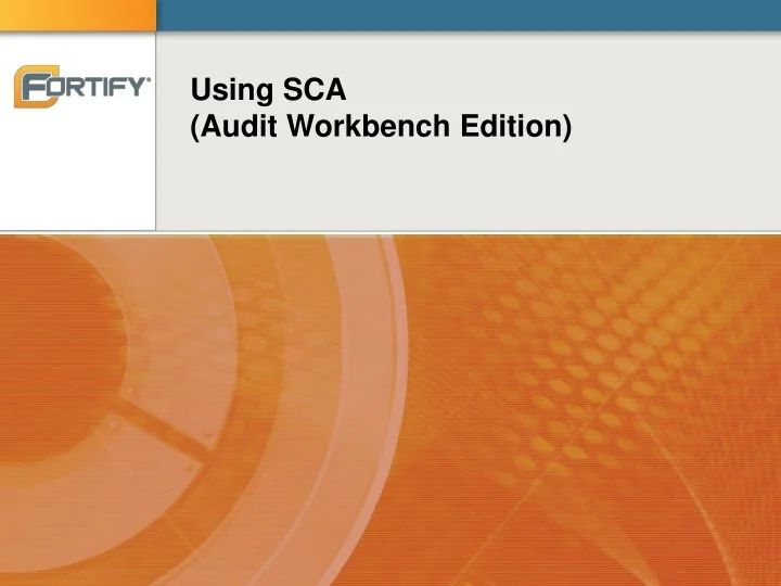 PPT - Using SCA (Audit Workbench Edition) PowerPoint Presentation, free ...