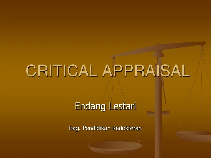 PPT - CRITICAL APPRAISAL PowerPoint Presentation, free download - ID ...
