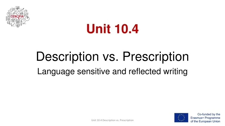 PPT - Unit 10.4 Description vs. Prescription PowerPoint Presentation ...