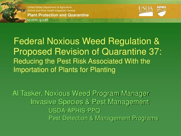 PPT - Federal Noxious Weed Regulation & PowerPoint Presentation, free ...