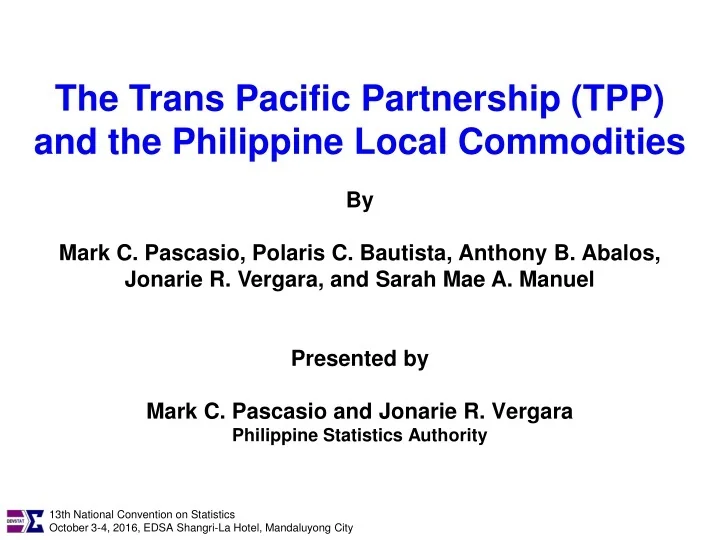 PPT - The Trans Pacific Partnership (TPP) and the Philippine Local ...
