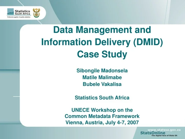 PPT - Data Management and Information Delivery (DMID) Case Study ...