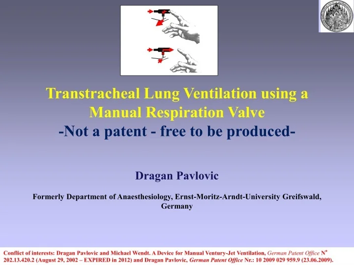 PPT - Transtracheal Lung Ventilation using a Manual Respiration Valve ...