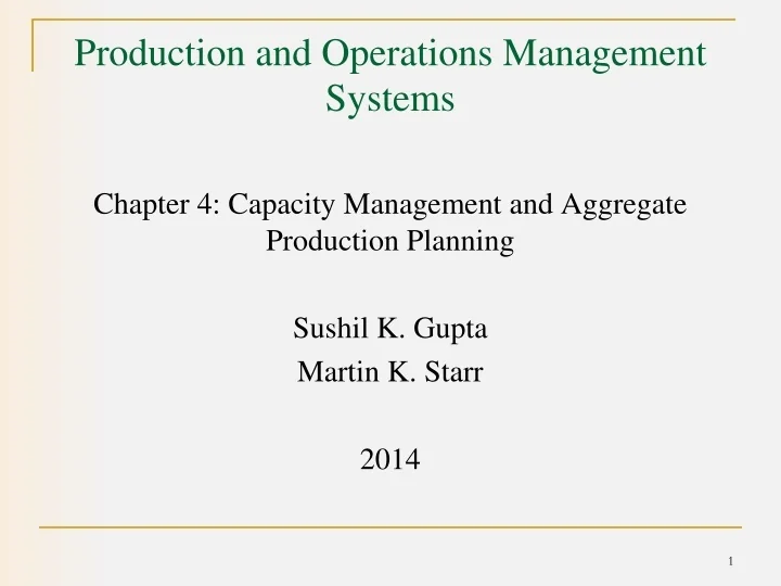 PPT - Production and Operations Management Systems PowerPoint ...