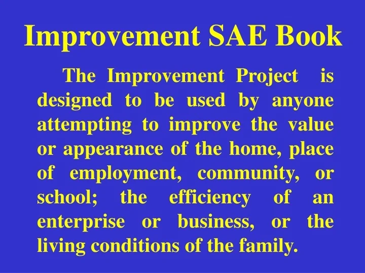 PPT - Improvement SAE Book PowerPoint Presentation, free download - ID ...