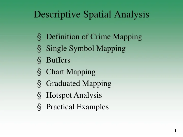 PPT - Descriptive Spatial Analysis PowerPoint Presentation, free ...