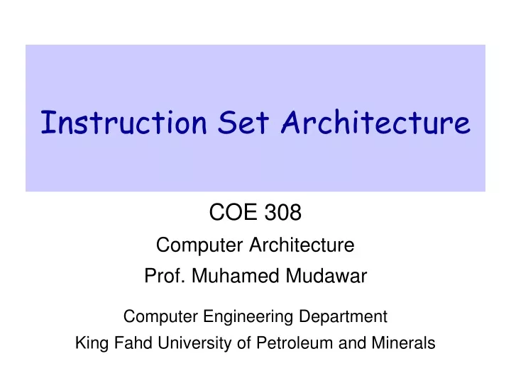 PPT - Instruction Set Architecture PowerPoint Presentation, free ... PPT - Instruction Set Architecture PowerPoint Presentation, free ...