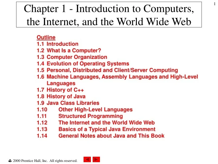 PPT - Chapter 1 - Introduction to Computers, the Internet, and the ...