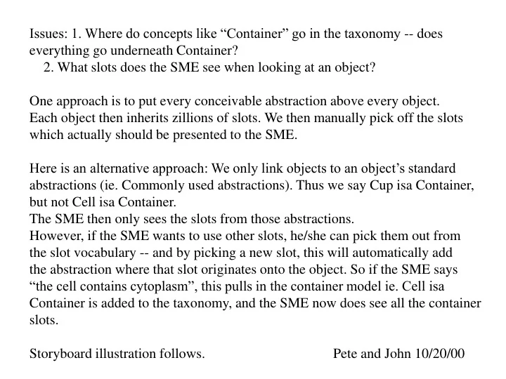 PPT - Issues: 1. Where do concepts like “Container” go in the taxonomy ...