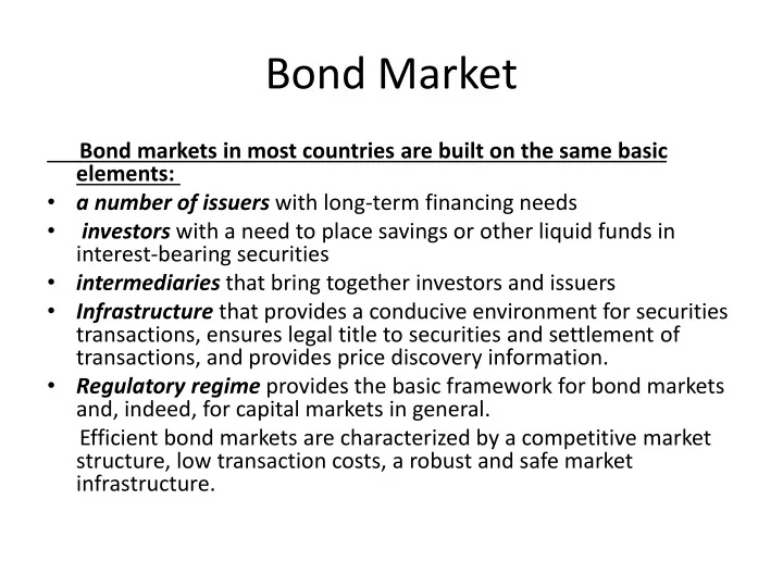 PPT - Bond Market PowerPoint Presentation, free download - ID:9299427