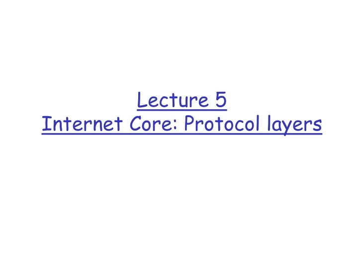 PPT - Lecture 5 Internet Core: Protocol layers PowerPoint Presentation - ID:9299433
