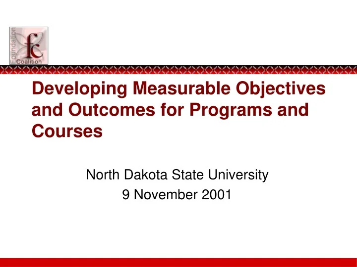 PPT - Developing Measurable Objectives and Outcomes for Programs and ...