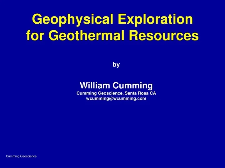 PPT - Geophysical Exploration for Geothermal Resources PowerPoint ...