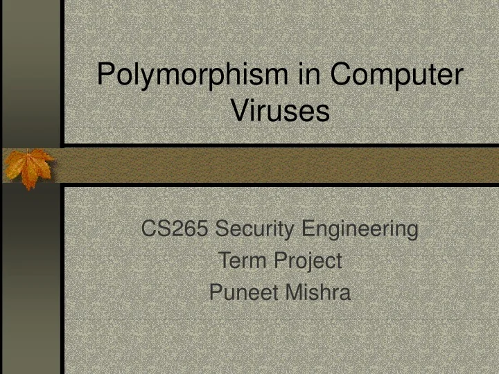 PPT - Polymorphism in Computer Viruses PowerPoint Presentation, free ...