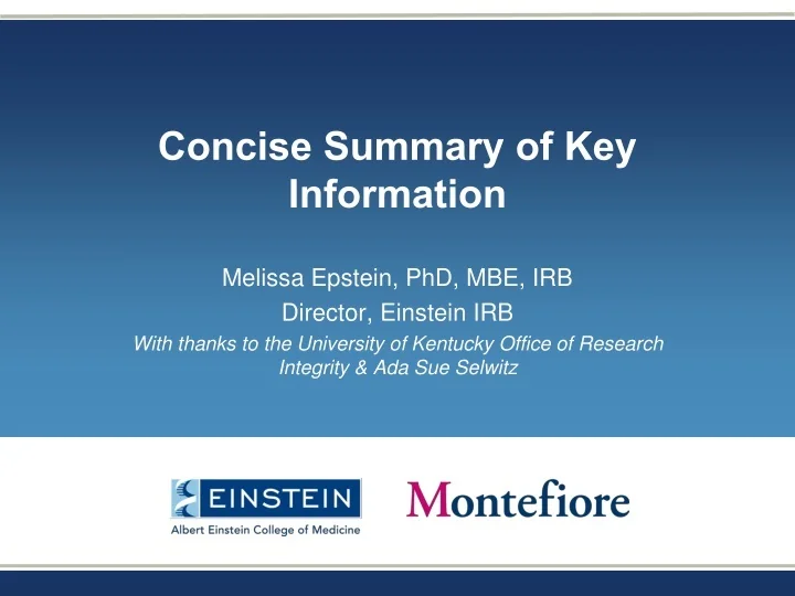 PPT - Concise Summary of Key Information PowerPoint Presentation, free ...