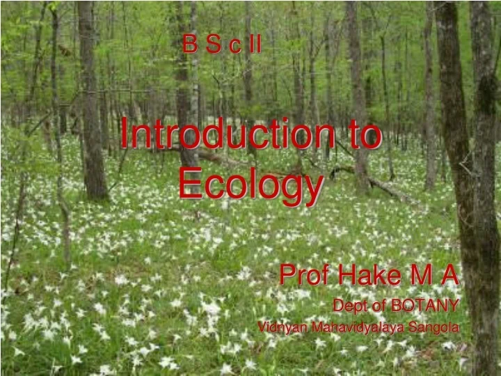 PPT - Introduction to Ecology PowerPoint Presentation, free download ...