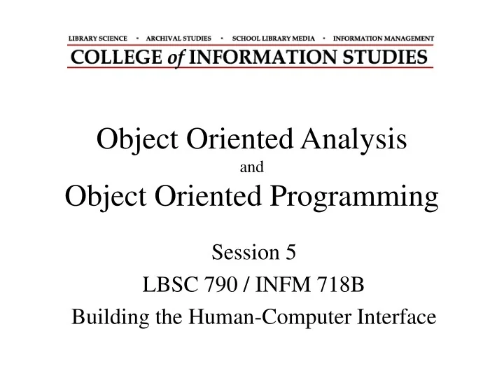 Ppt Object Oriented Analysis And Object Oriented Programming 1443