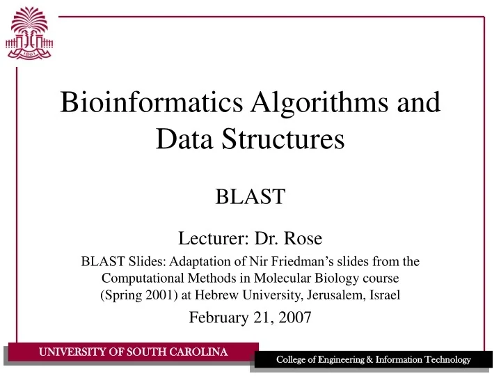 PPT - Bioinformatics Algorithms and Data Structures PowerPoint ...