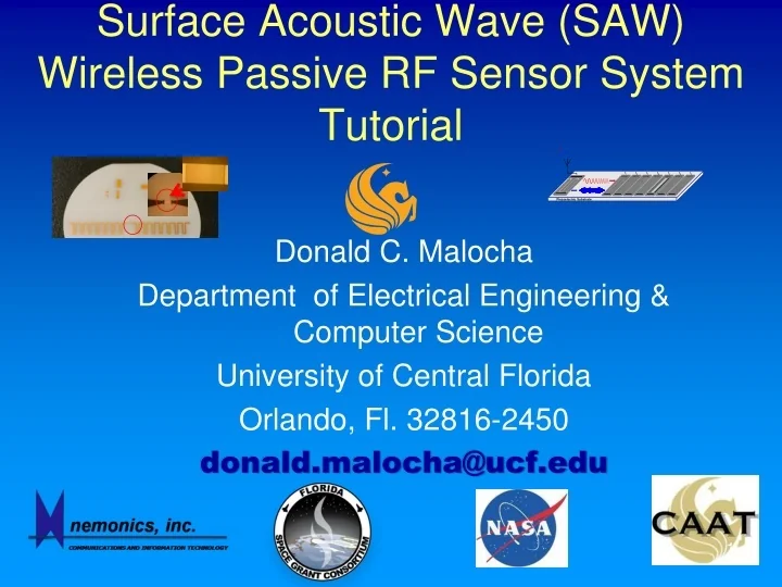 PPT - Surface Acoustic Wave (SAW) Wireless Passive RF Sensor System ...