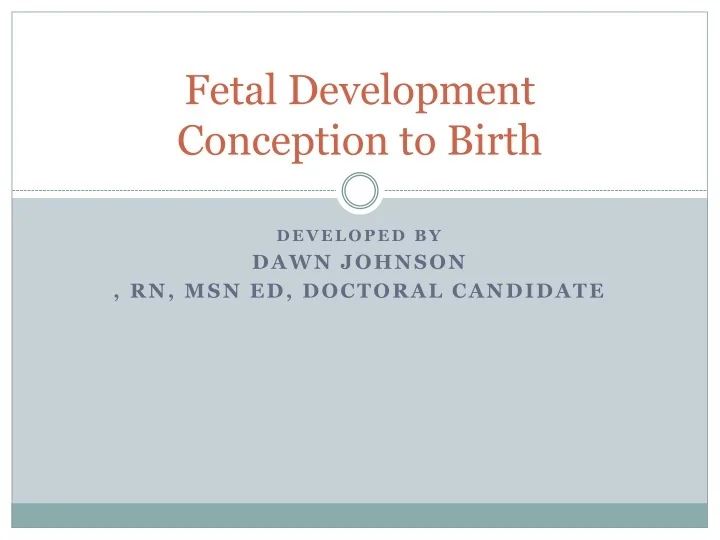 PPT - Fetal Development Conception to Birth PowerPoint Presentation ...