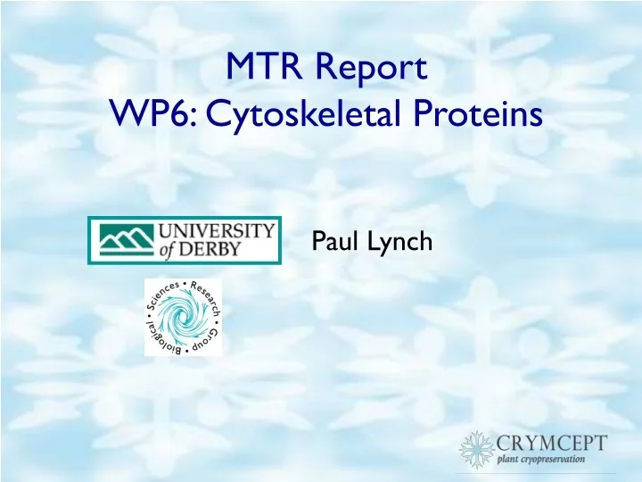 PPT - MTR Report WP6: Cytoskeletal Proteins PowerPoint Presentation ...