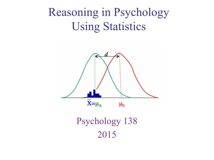 PPT - Reasoning in Psychology Using Statistics PowerPoint Presentation ...