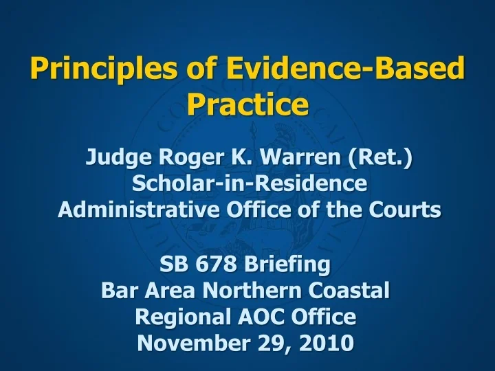 PPT - Principles of Evidence-Based Practice PowerPoint Presentation ...