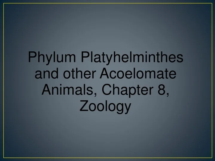 PPT - Phylum Platyhelminthes and other Acoelomate Animals, Chapter 8 ...