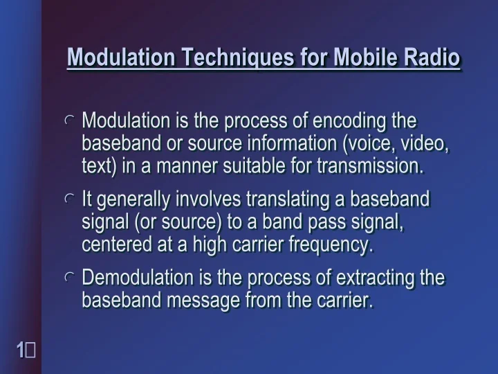 PPT - Modulation Techniques for Mobile Radio PowerPoint Presentation ...