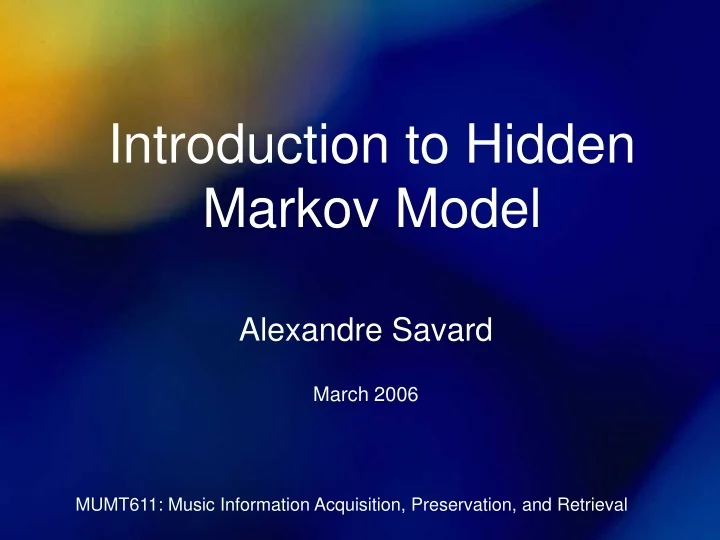 PPT - Introduction to Hidden Markov Model PowerPoint Presentation, free download - ID:9315740