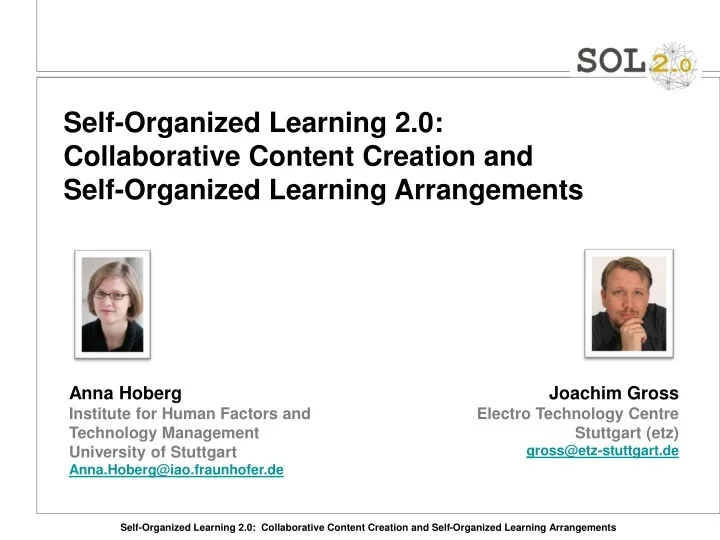 PPT - Self-Organized Learning 2.0: PowerPoint Presentation, free ...
