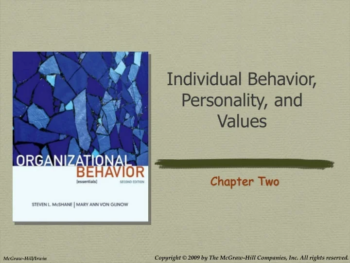 PPT - Individual Behavior, Personality, and Values PowerPoint ...