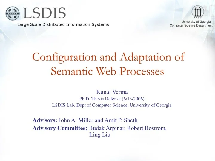 PPT - Configuration and Adaptation of Semantic Web Processes PowerPoint ...