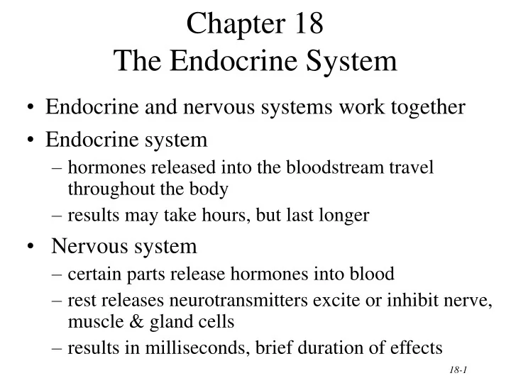 PPT - Chapter 18 The Endocrine System PowerPoint Presentation, free ...
