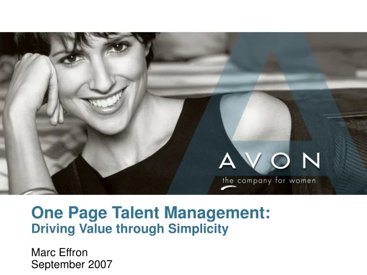 PPT - One Page Talent Management: Driving Value through Simplicity ...