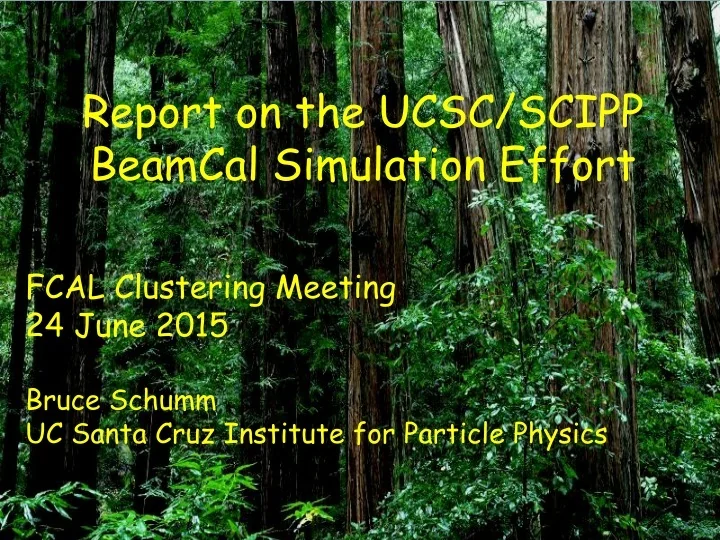 PPT - Report on the UCSC/SCIPP BeamCal Simulation Effort FCAL Clustering Meeting 24 June 2015 ...