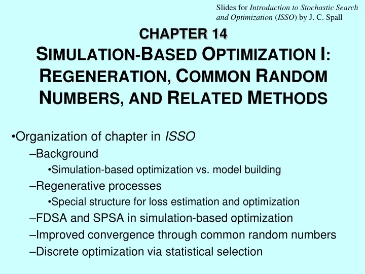 PPT - Organization of chapter in ISSO Background Simulation-based ...