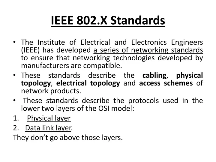 Ppt Ieee 802 X Standards Powerpoint Presentation Free Download Id