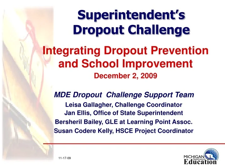PPT - Superintendent’s Dropout Challenge PowerPoint Presentation, free ...