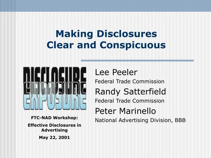 PPT - Making Disclosures Clear and Conspicuous PowerPoint Presentation ...