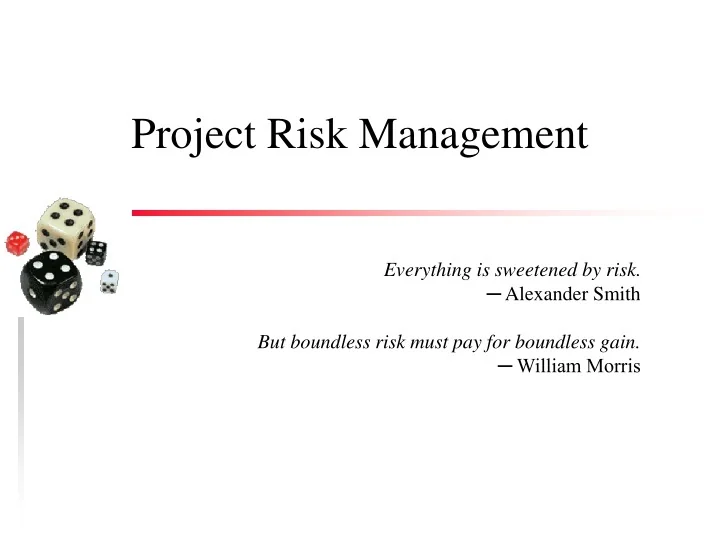 PPT - Project Risk Management PowerPoint Presentation, free download ...