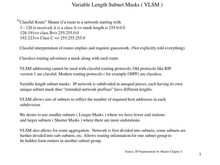PPT - Variable Length Subnet Masks ( VLSM ) PowerPoint Presentation ...
