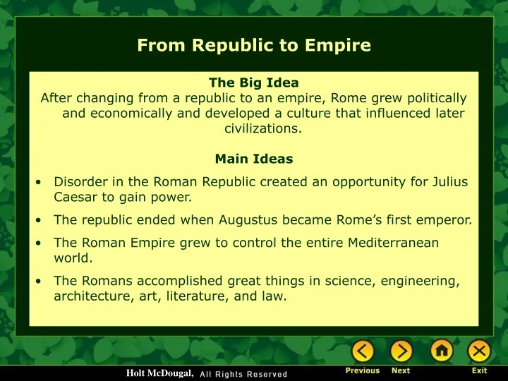 PPT - From Republic to Empire PowerPoint Presentation, free download ...