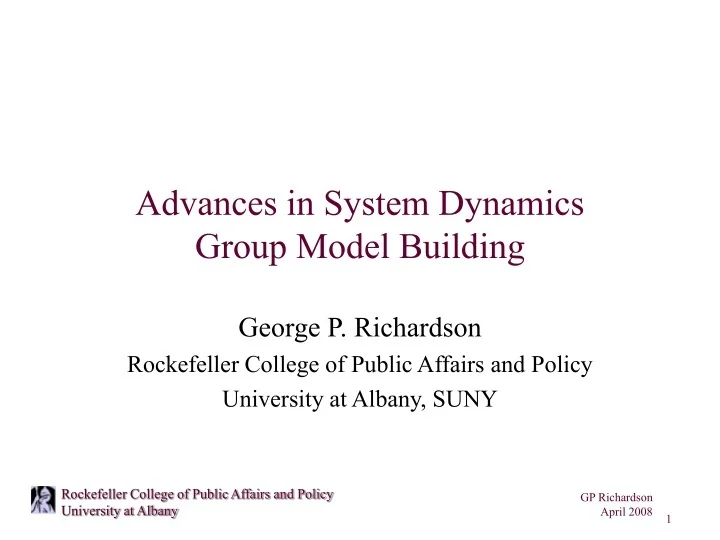 PPT - Advances in System Dynamics Group Model Building PowerPoint ...