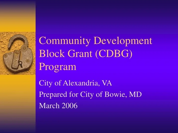 PPT - Community Development Block Grant (CDBG) Program PowerPoint ...