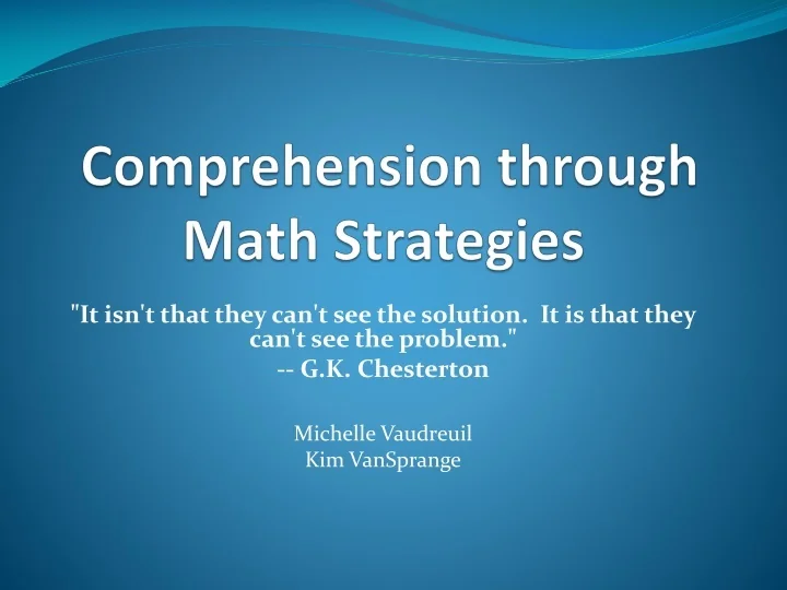 PPT - Comprehension through Math Strategies PowerPoint Presentation ...