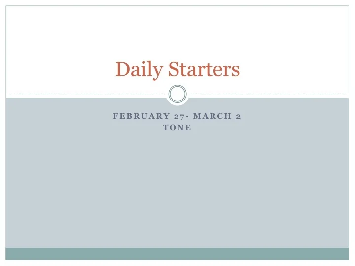 PPT - Daily Starters PowerPoint Presentation, free download - ID:9338803