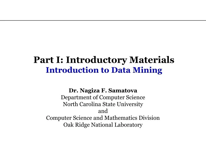 PPT - Part I: Introductory Materials Introduction to Data Mining PowerPoint Presentation - ID ...