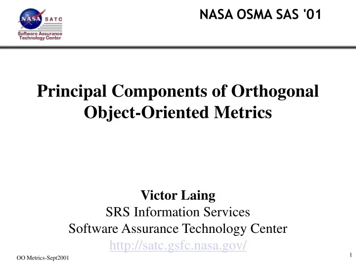 PPT - NASA OSMA SAS '01 PowerPoint Presentation, free download - ID:9341724