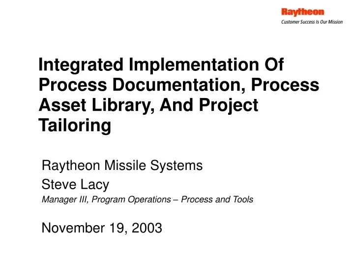 PPT - Integrated Implementation Of Process Documentation, Process Asset ...